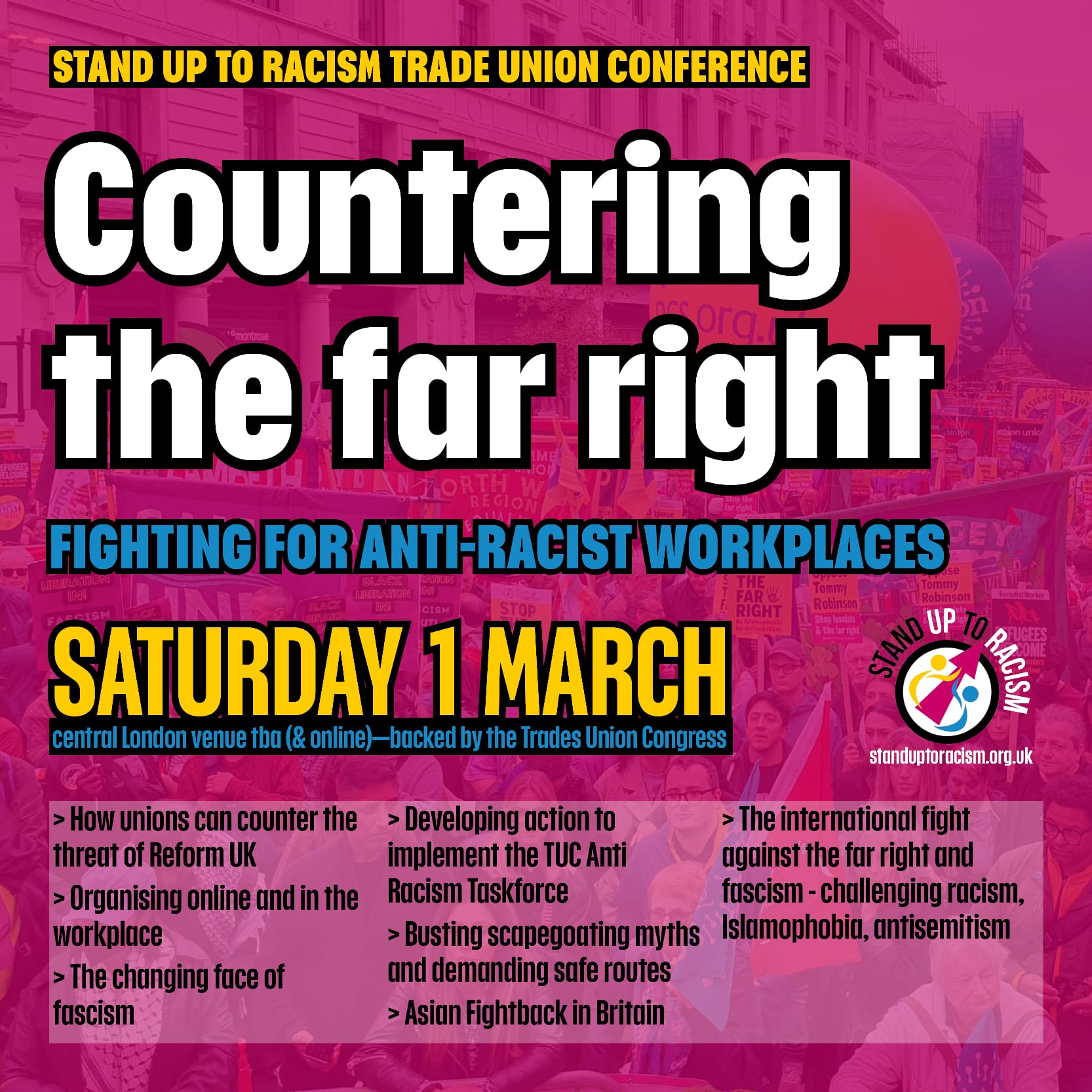 SUTR trade union oncference 1st March - Stand Up to Racism
